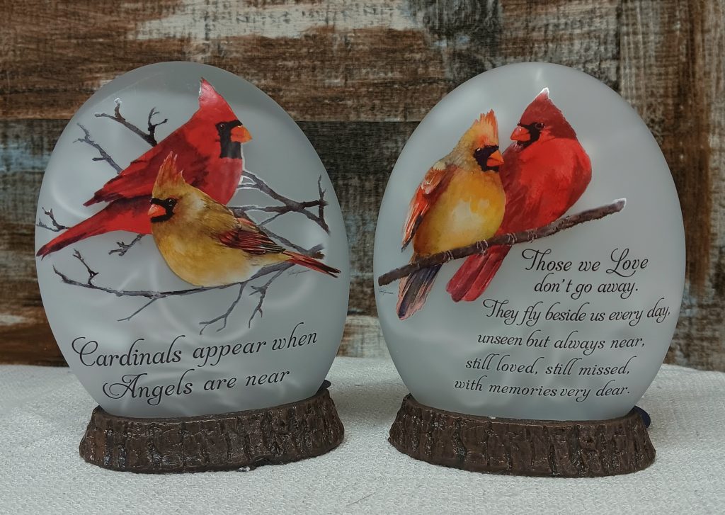 Frosted Glass Cardinal Orb Assorted – Warm Glow